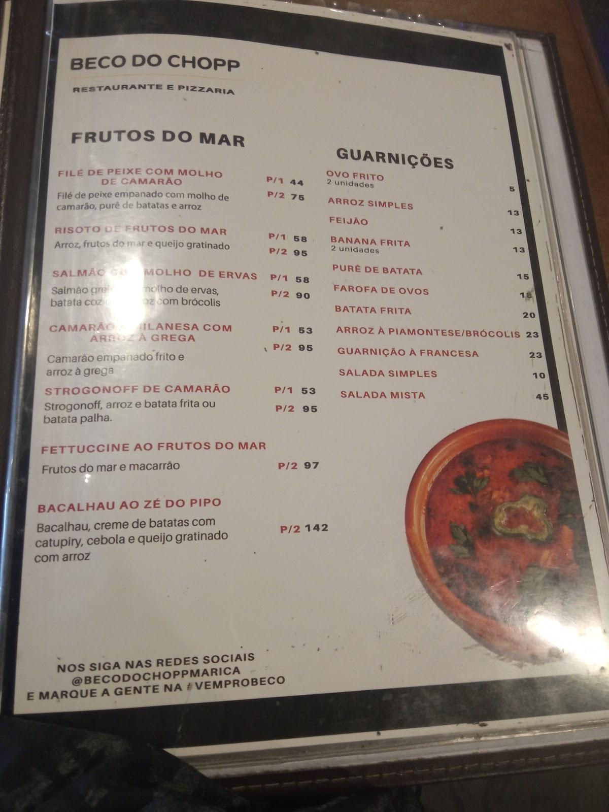 Menu at Beco do Chopp Restaurante e Pizzaria, Maricá