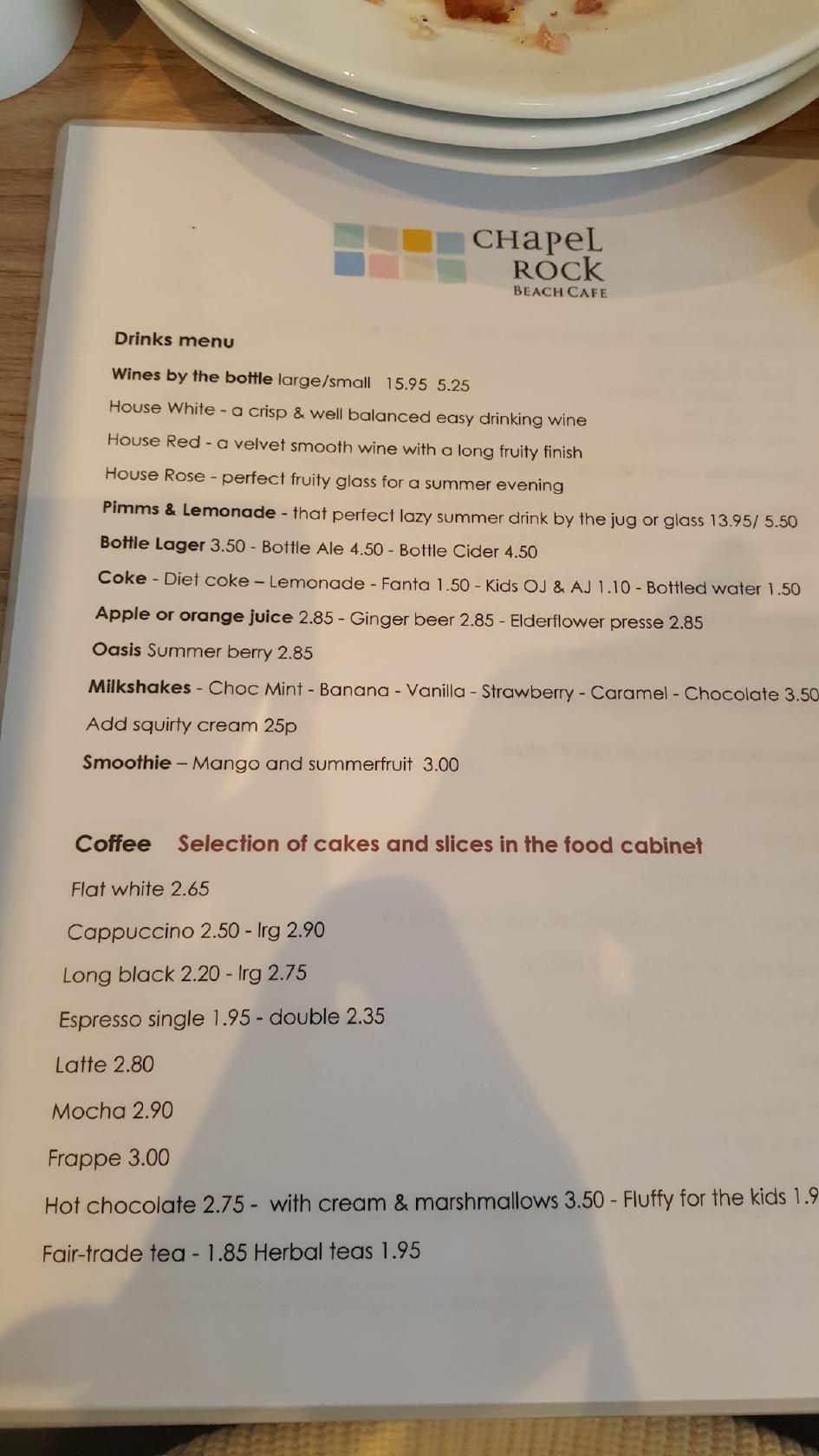 Menu at Chapel Rock Café cafe, Marazion