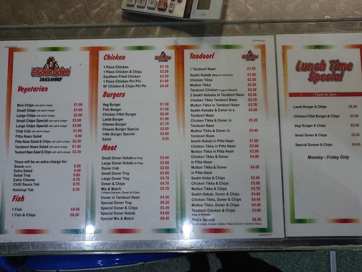 Menu at Chicken Licken fast food, Leicester