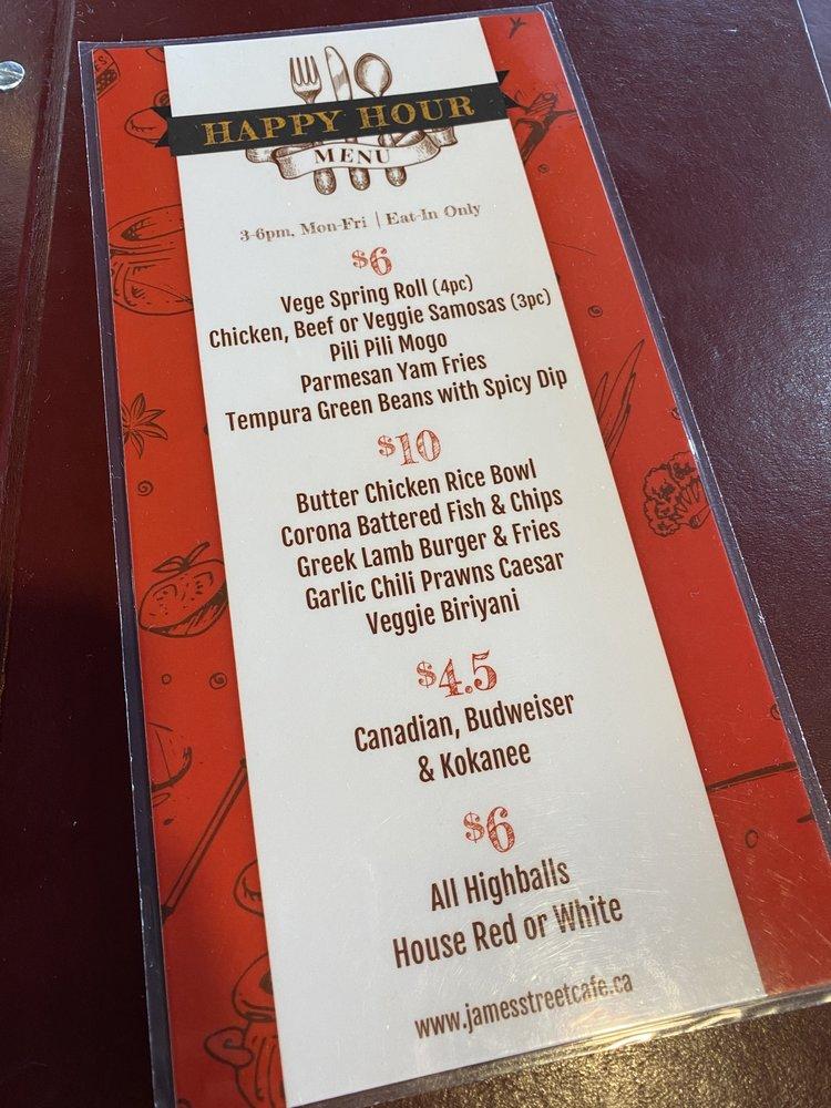 Menu at James Street Café & Grill, Burnaby
