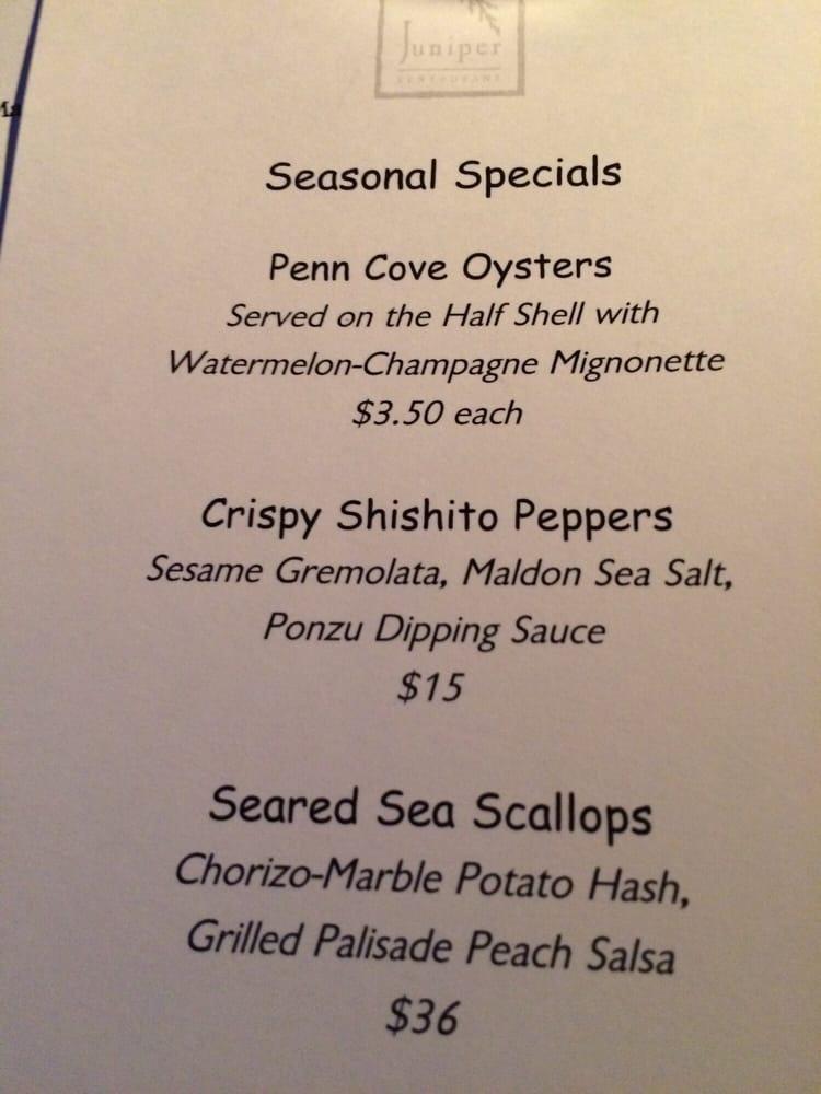 Menu at Juniper Restaurant Edwards CO, Edwards