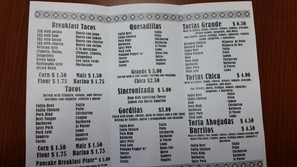 Menu at La Palapa Mexican Cafe, Houston, Veterans Memorial Dr