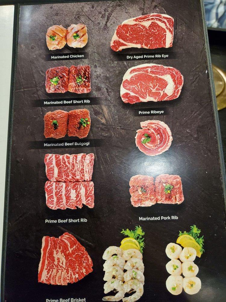 Menu at MOA Korean BBQ, Charlotte