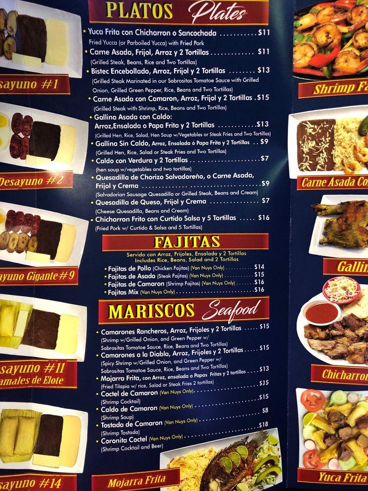 Carta del restaurante Sabrositas Pupusas & Beer, Los Angeles