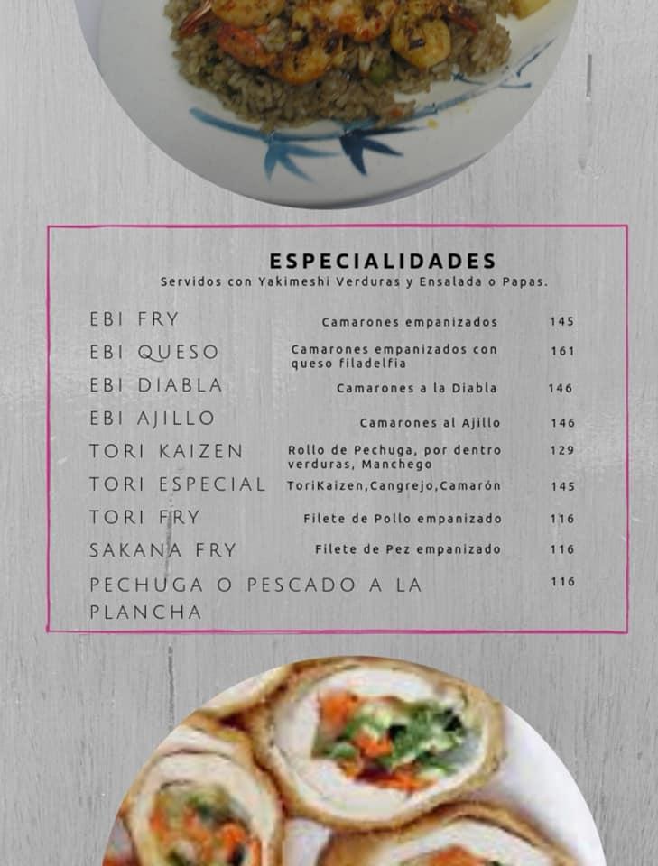 Menu at Sushi Kaizen restaurant, Mexico City, Mixcoac