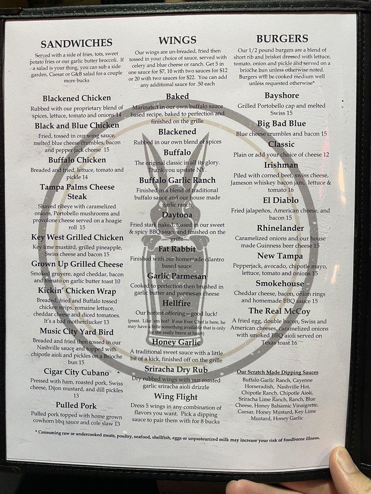 Menu at The Fat Rabbit Pub, Tampa
