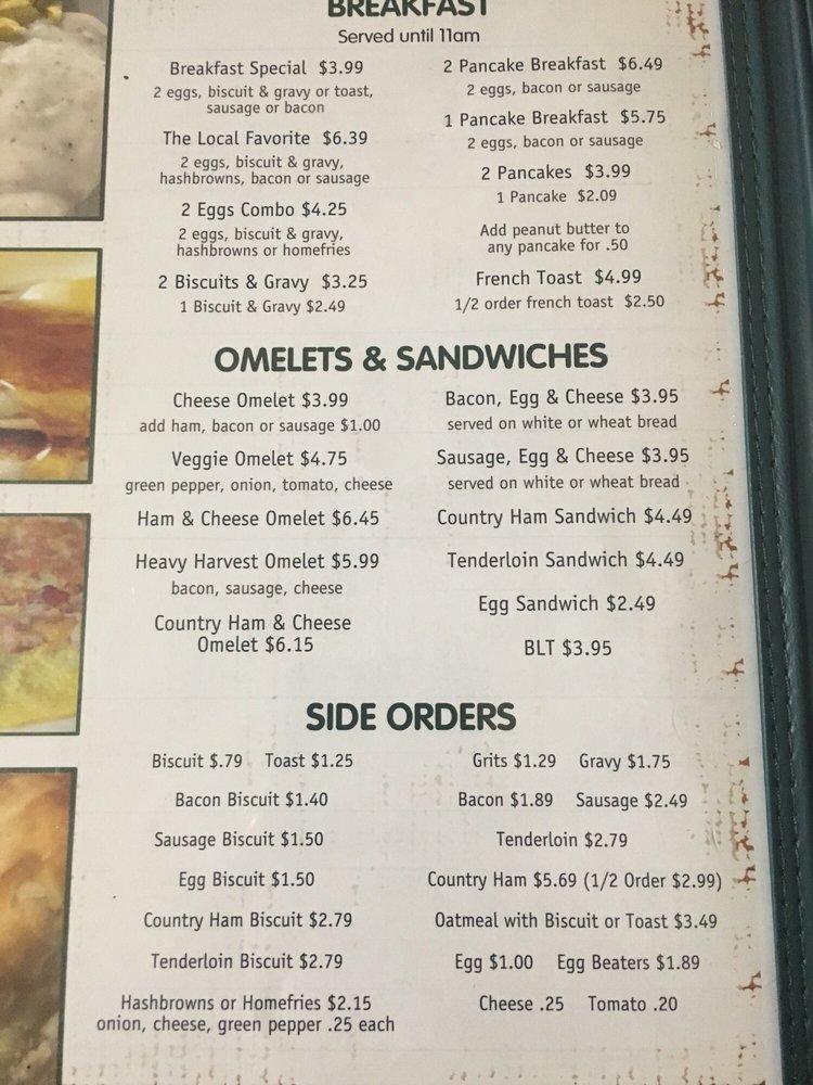 Menu at Harvest Family Restaurant, Greeneville