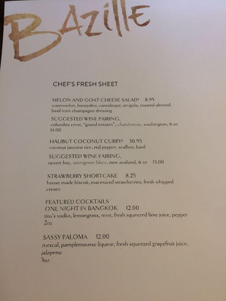 Menu at Bazille-Nordstrom pub & bar, Calgary, Macleod Trail SW