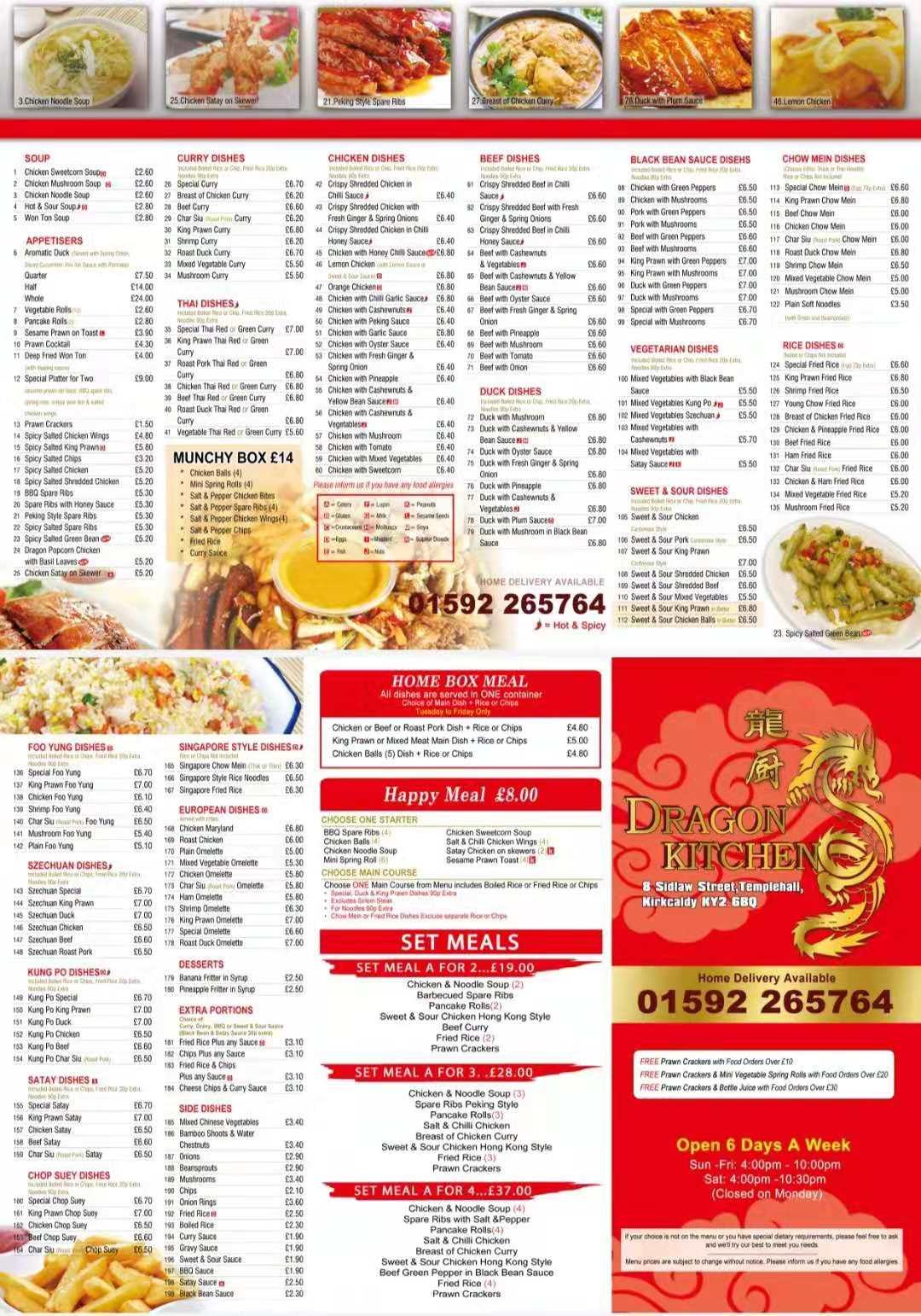 Menu at Dragon Kitchen Chinese Takeaway fast food, Kirkcaldy
