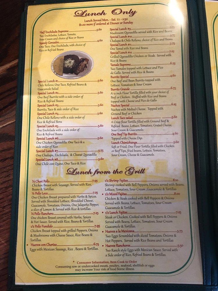 Menu at El Dorado restaurant, Raleigh, Brentwood Rd