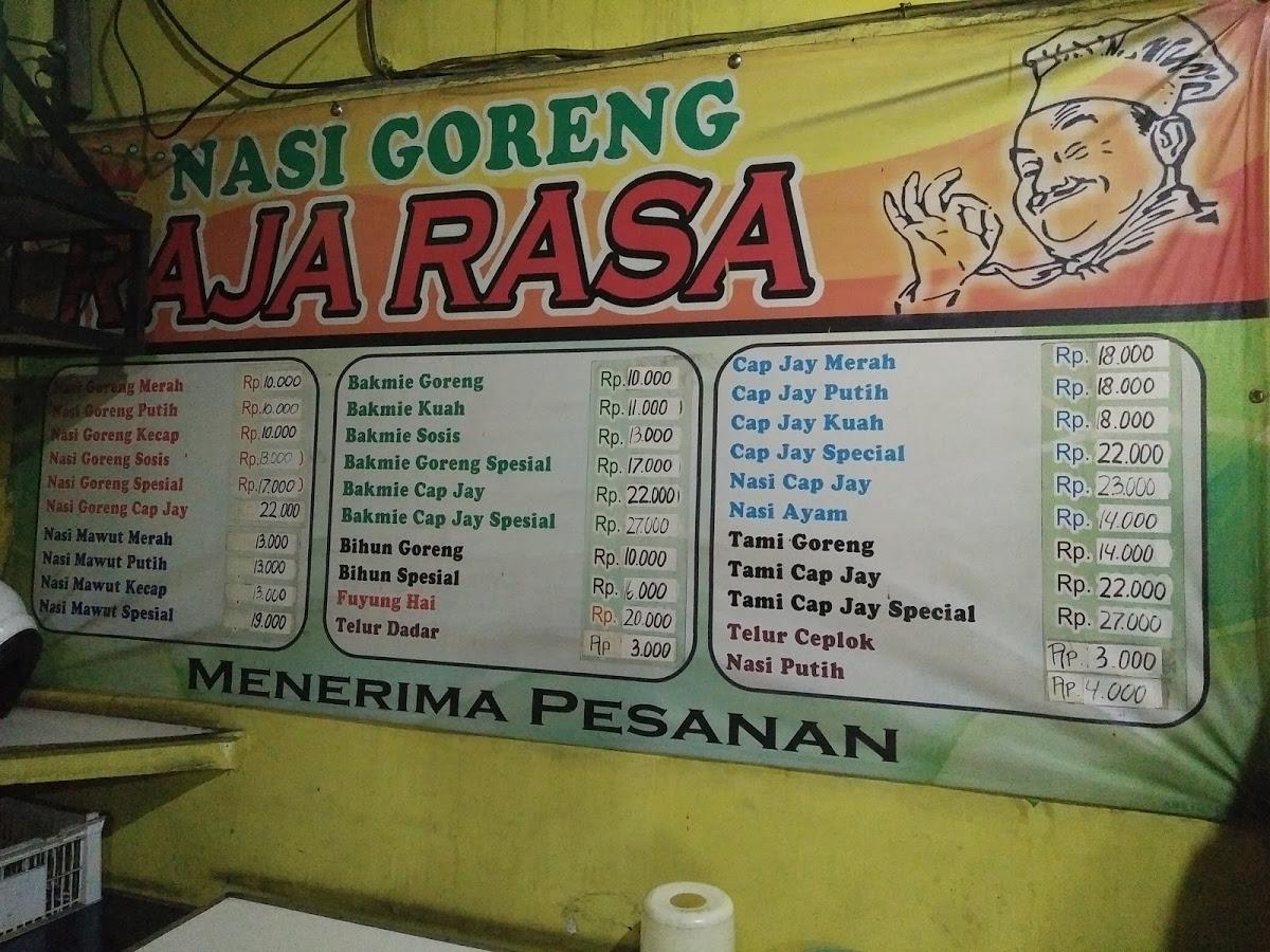 Menu at Raja Rasa Fried Rice restaurant, Malang