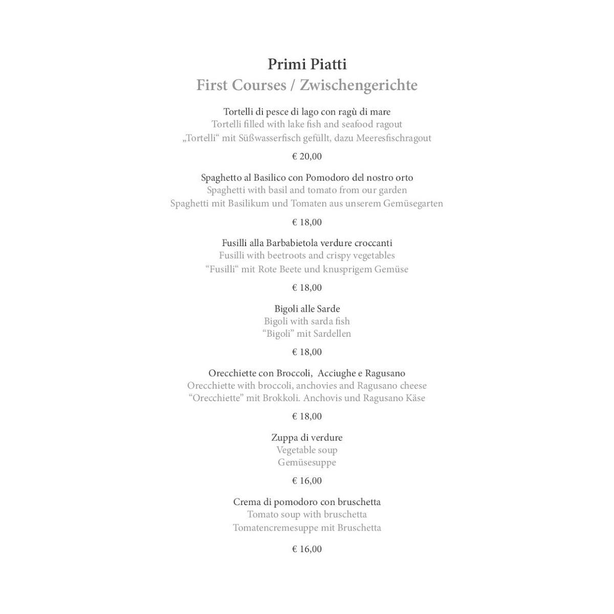 Menu at Ristorante Al Molo, Sirmione