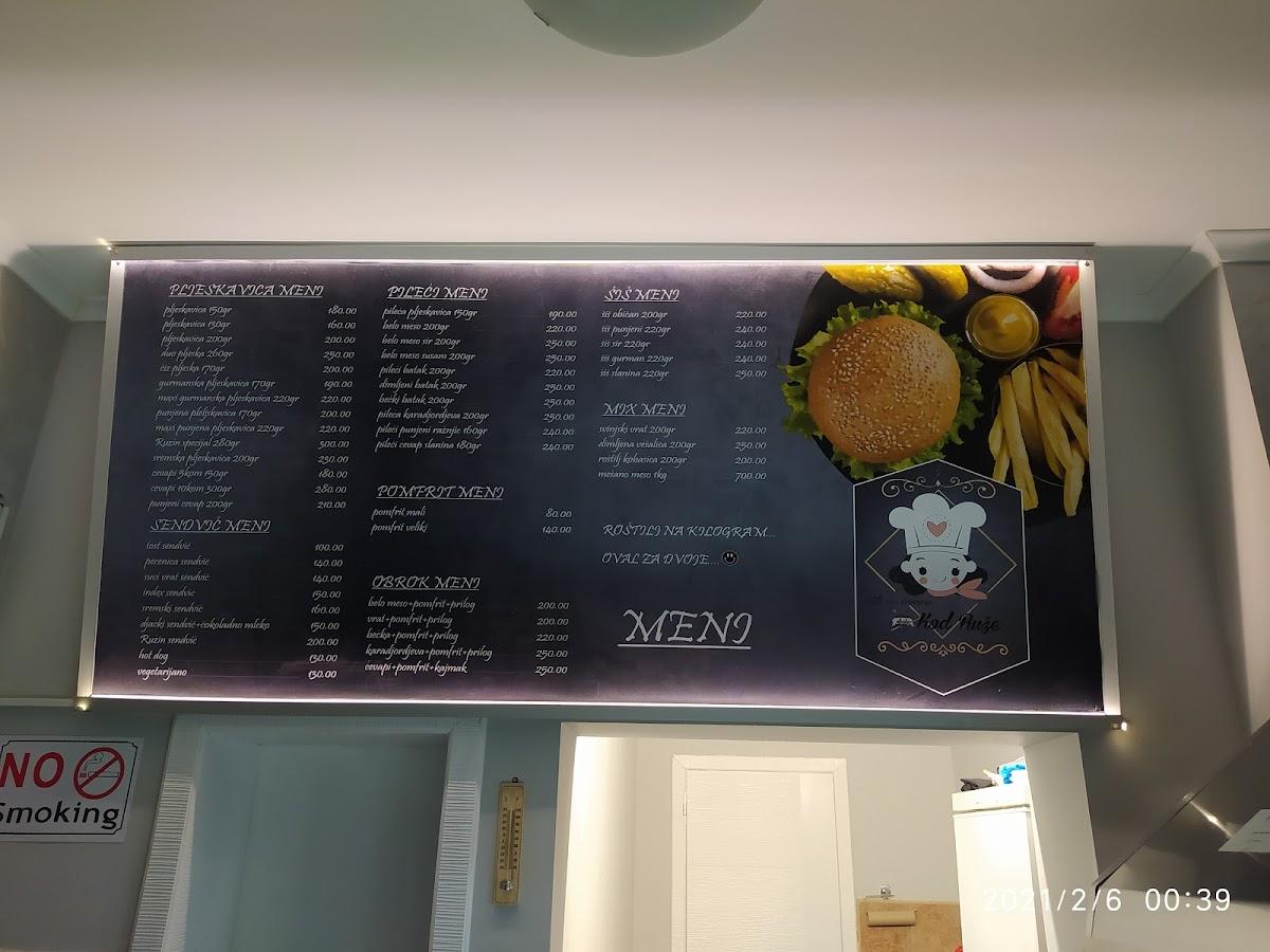 Menu au Roštilj na ćumuru,,Kod Ruže" restaurant, Laćarak