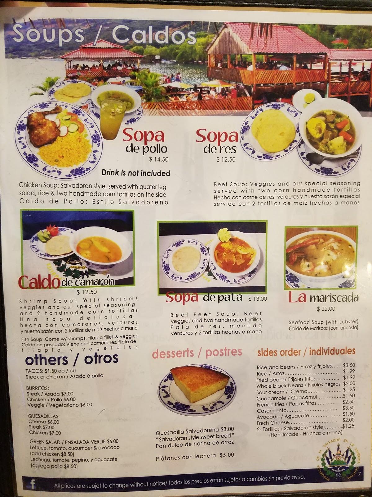 Menu at Restaurante Sabor Salvadoreño, Beaverton