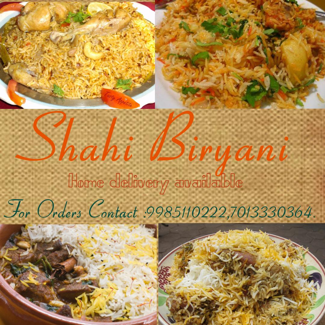 Menu at Shahi Biryani and Hyderabad pan shop, India