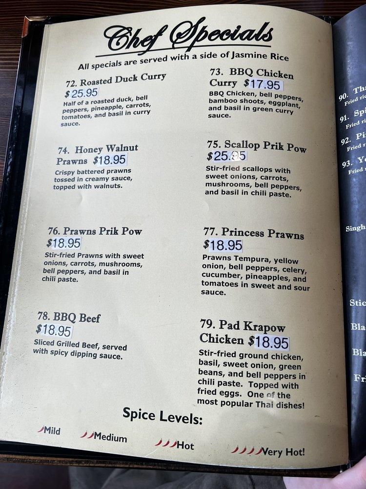 Menu at Suchada's Thai Cuisine LLC restaurant, Moscow