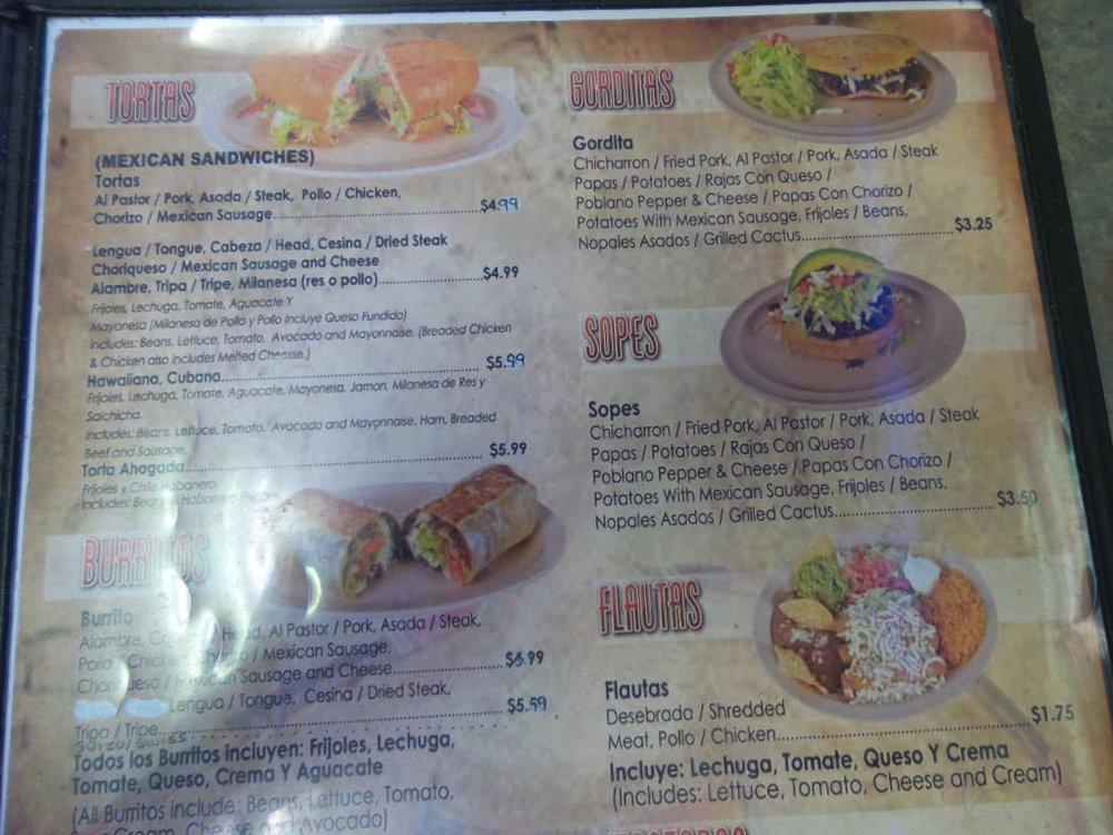 Menu at Taqueria El Tio & Restaurant, Aurora