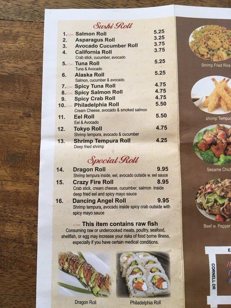 Menu at Tokyo Express restaurant, Sanford