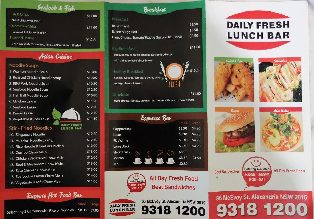 Menu at Daily Fresh Lunch Bar, Alexandria