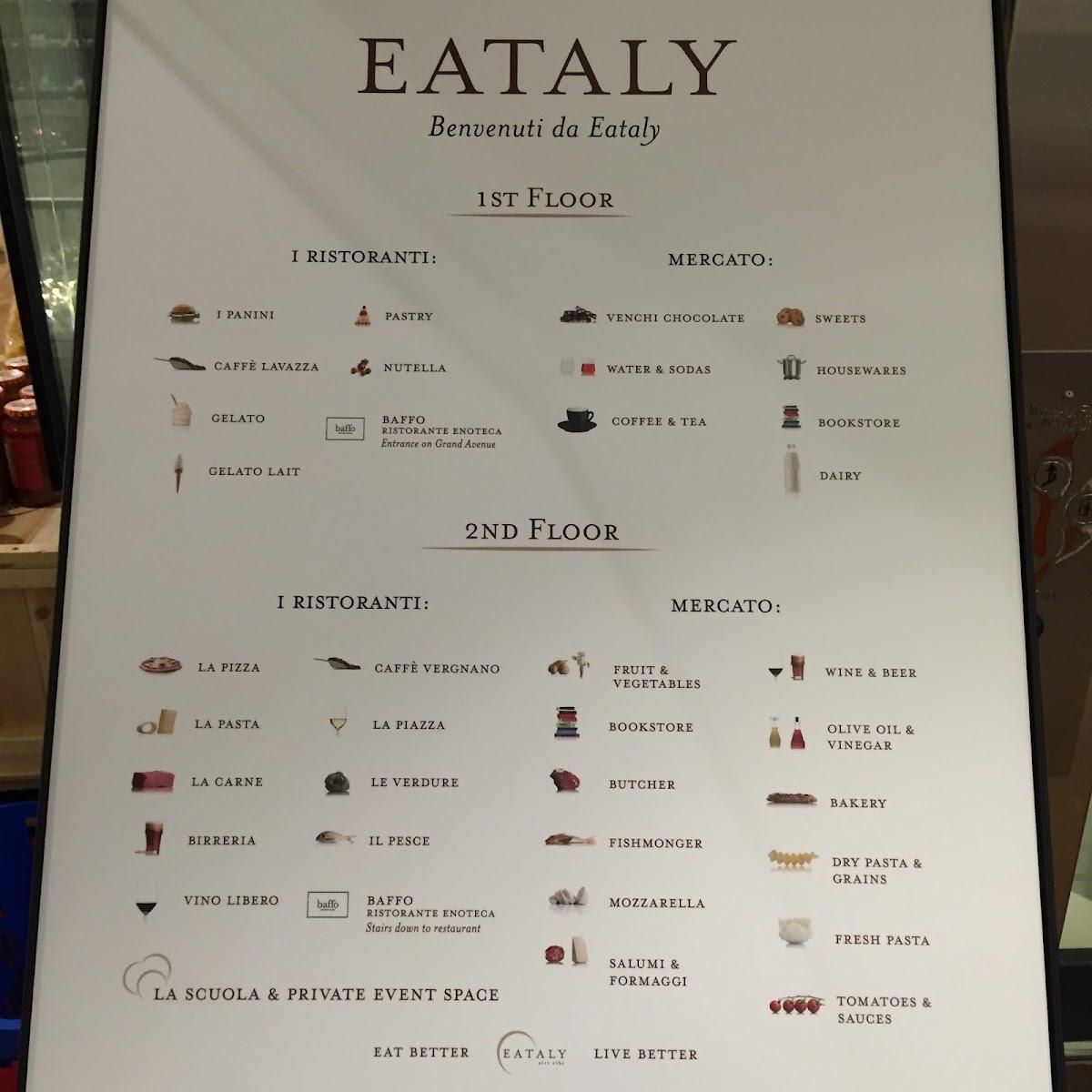 Menu at Eataly pizzeria, Chicago