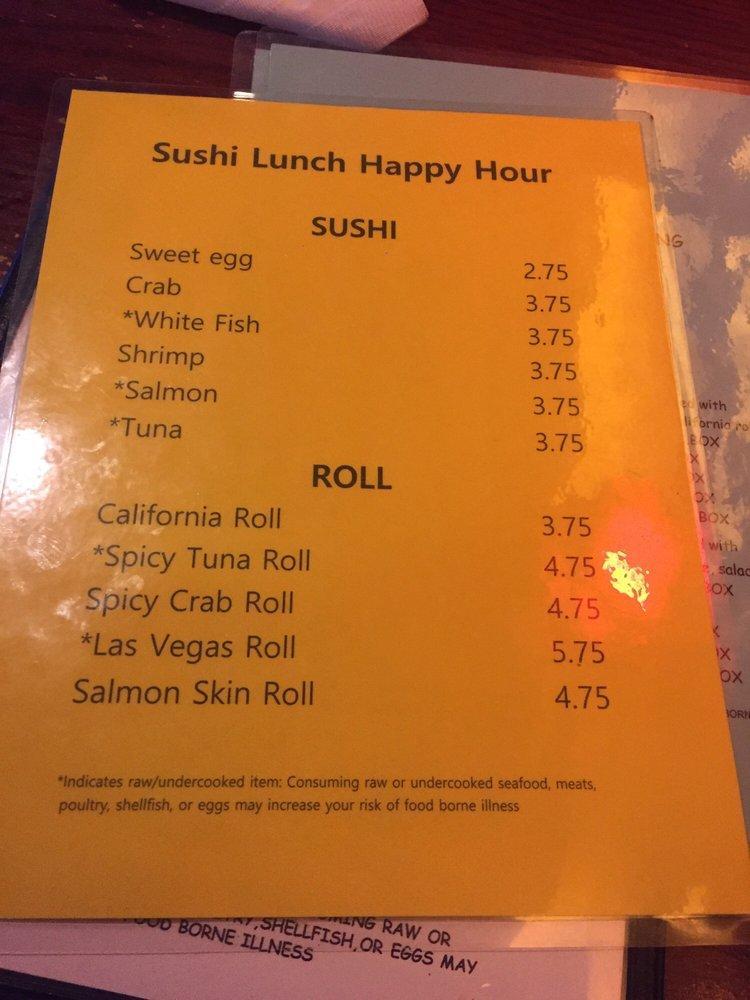 Menu at Hayashi Hibachi steakhouse, Goodyear