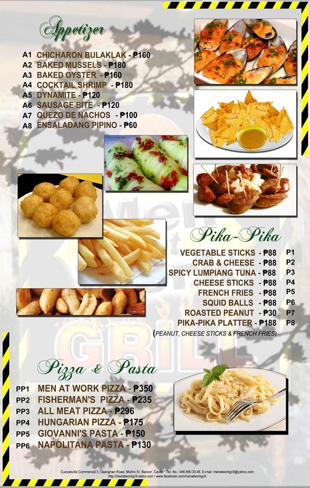 Menu at Men at Work pub & bar, Bacoor, Cuevasville Commercial