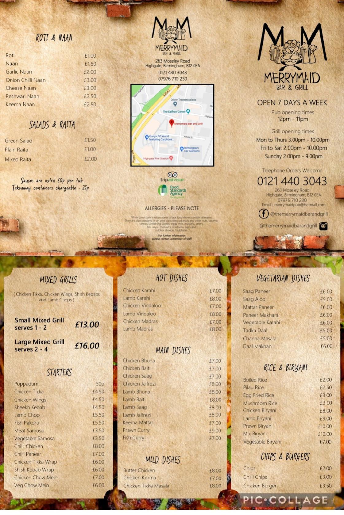 Menu at Merrymaid Bar and Grill, Birmingham