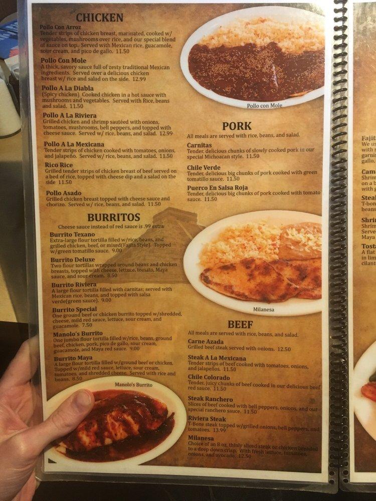 Menu at Riviera Maya restaurant, Little Rock, 801 Fair Park Blvd