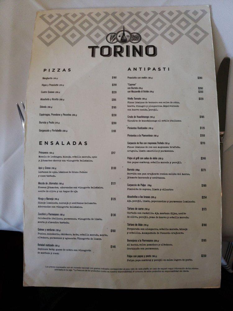 Carta de Cafe Torino Santa Fe, Ciudad López Mateos, Vasco de Quiroga 3200