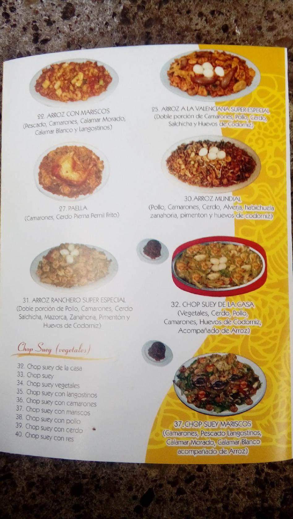 Carta del restaurante Chop Suey Centro, Villavicencio, calle 38#30a44 ...