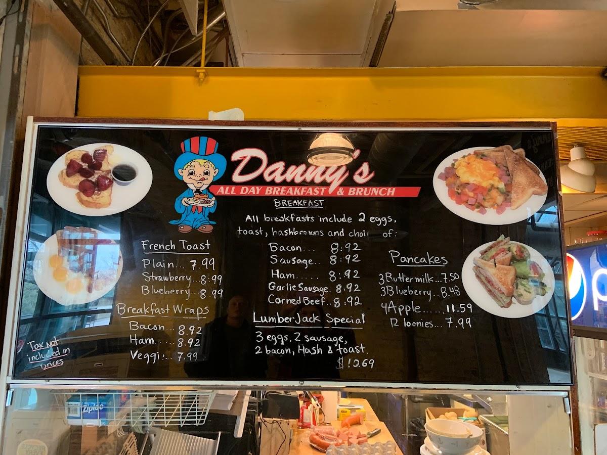 Menu at Danny's All Day Breakfast restaurant, Winnipeg