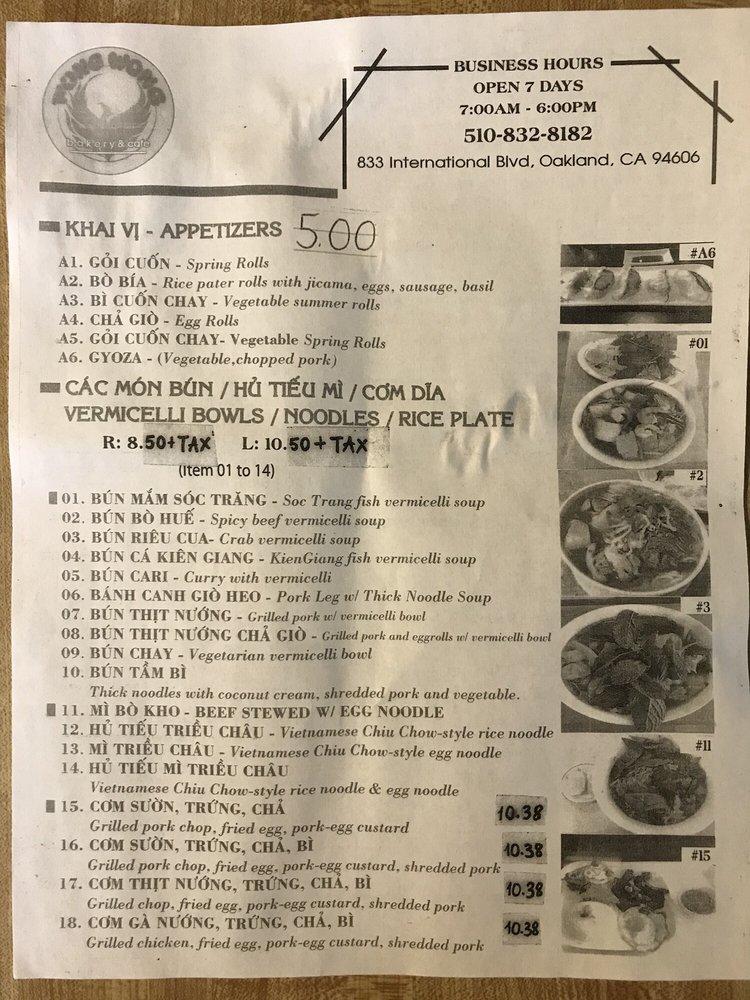 Menu at Fung Wong Bakery, Oakland