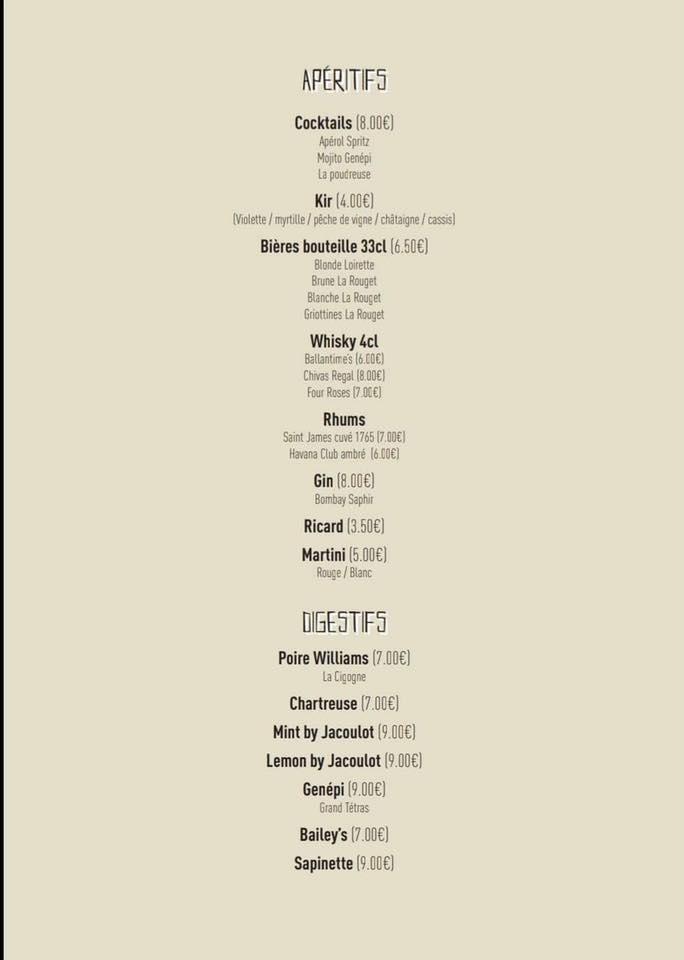 Menu au Le Chalet restaurant, Saint-Laurent-sur-Saône