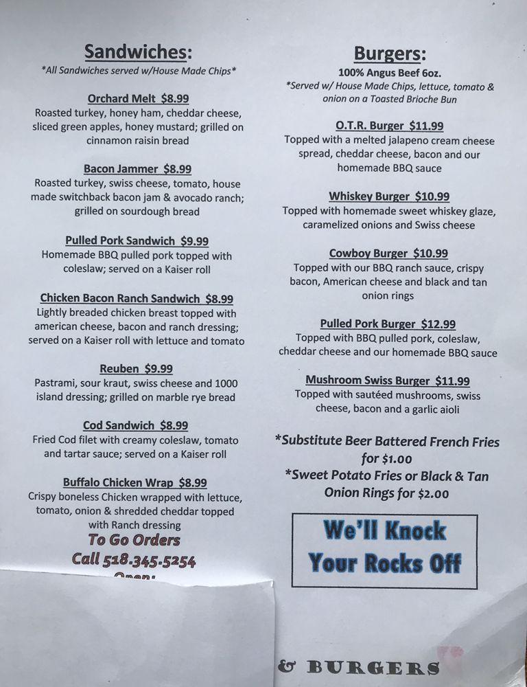 Menu at On The Rocks Pub, Granville