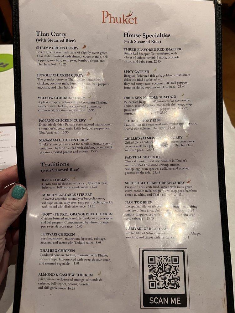 Menu at Phuket Thai Restaurant and Sushi, Huntsville