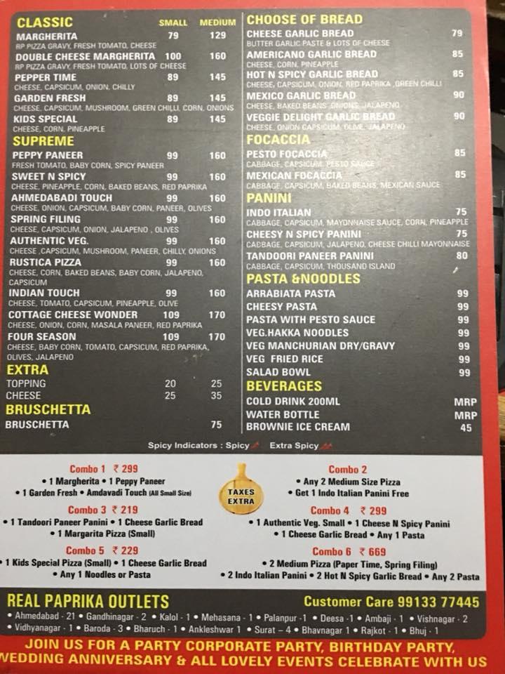 Menu at Real Paprika, Gandhinagar, Shop no.387