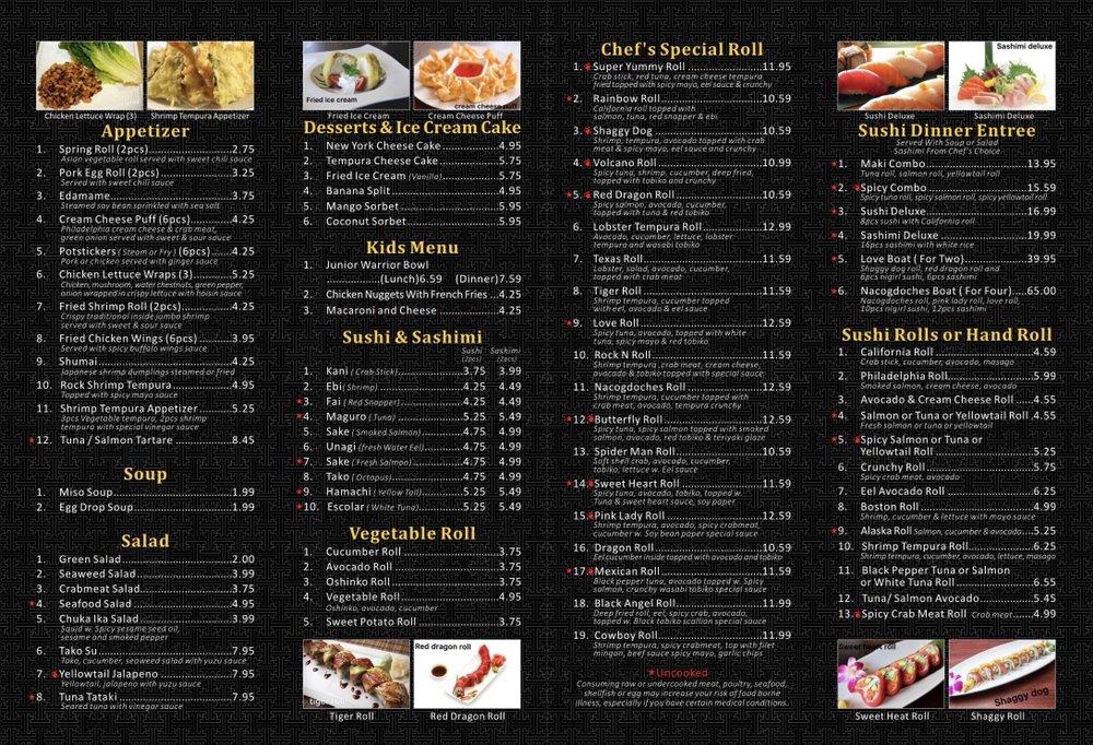 Menu at Super Yummy restaurant, Nacogdoches