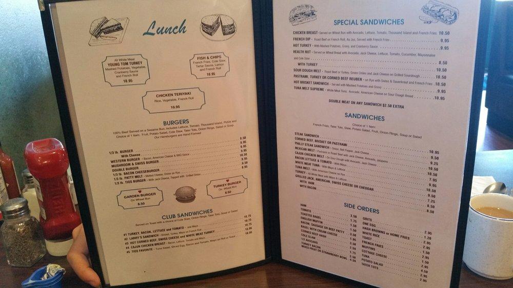 Menu at Tio's Cafe, Simi Valley
