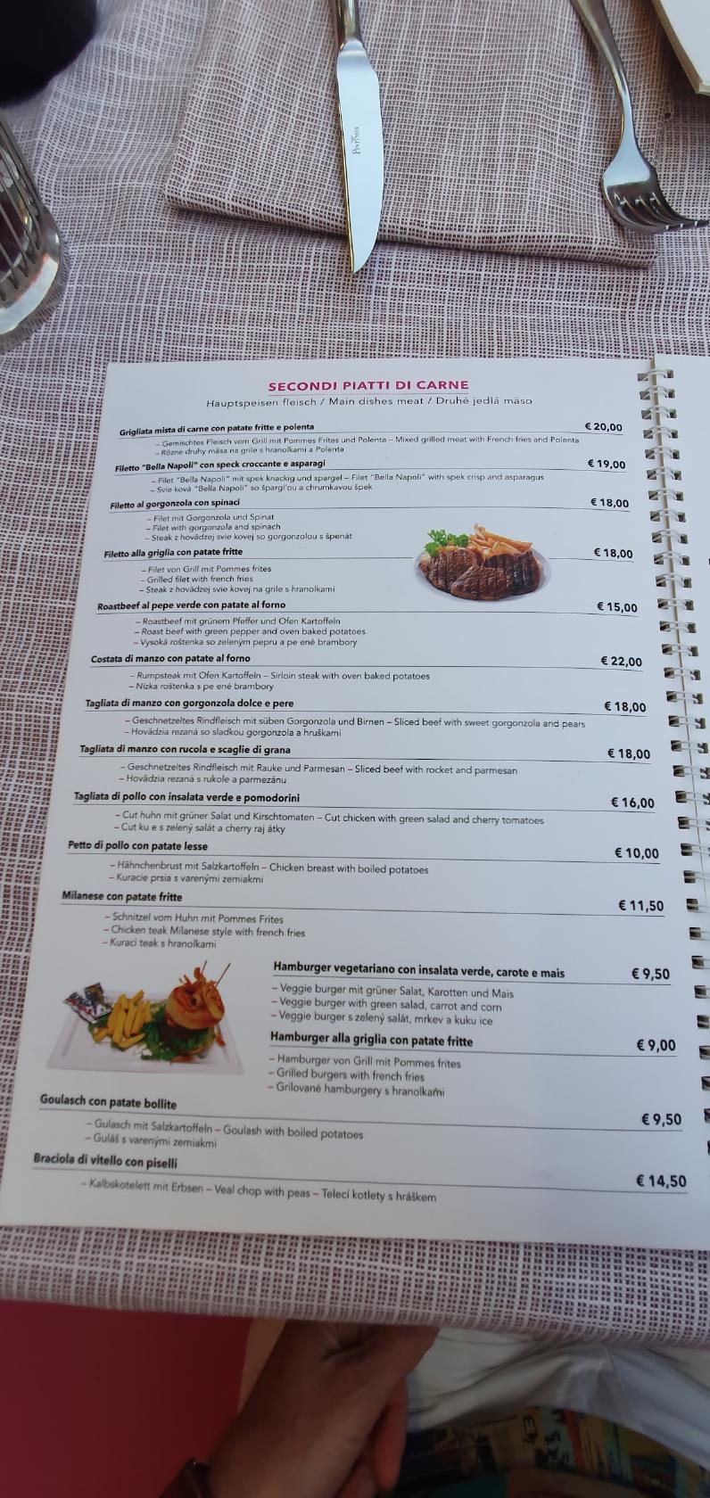 Menu da Bella Napoli pizzeria, Bibione, Viale Aurora