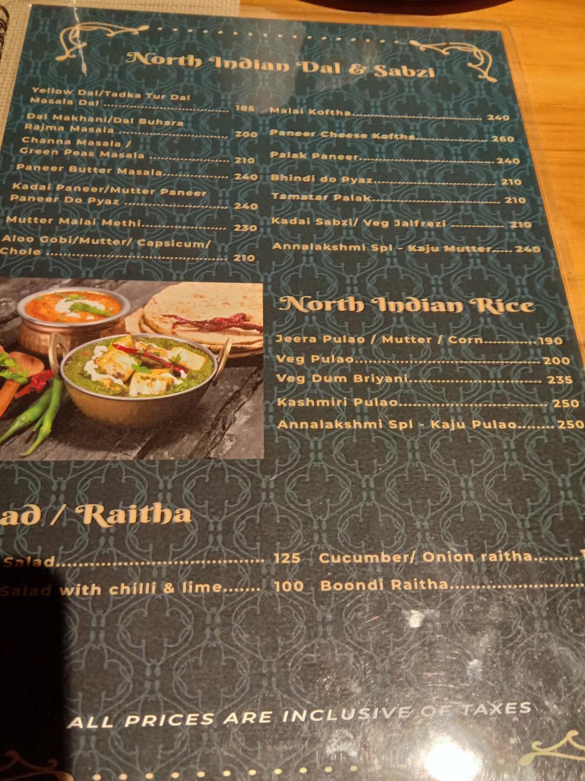 Menu at Mayur Sweets, Spices & Cafe (Unit of Annalakshmi SSS), Chennai