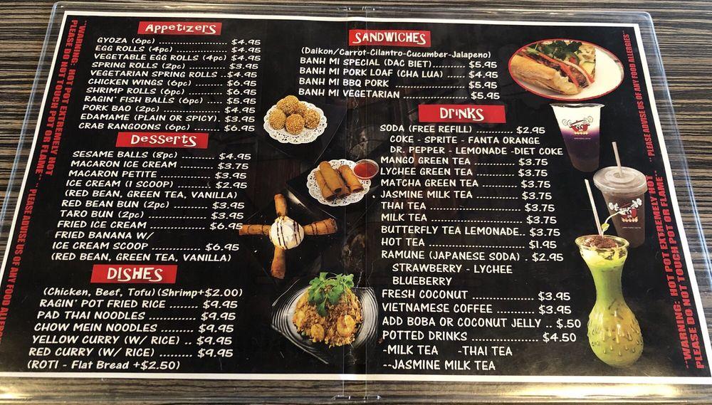 Menu at Ragin Pot restaurant, Port Hueneme