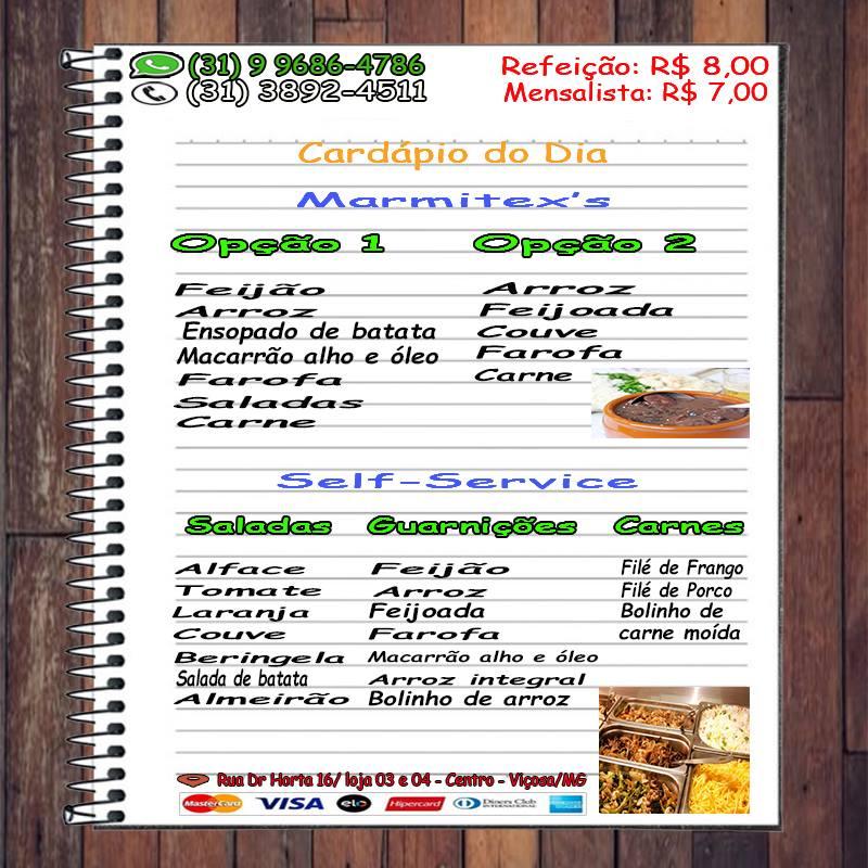 Menu at Restaurante Dia a Dia, Viçosa