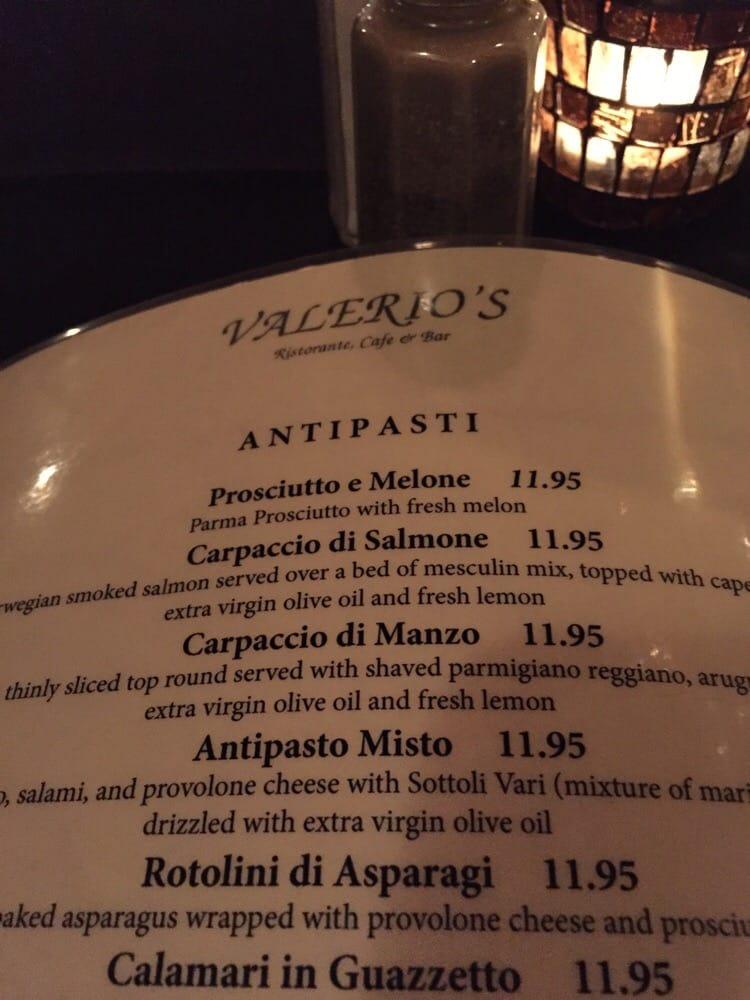 Menu at Valerio’s pub & bar, Cleveland