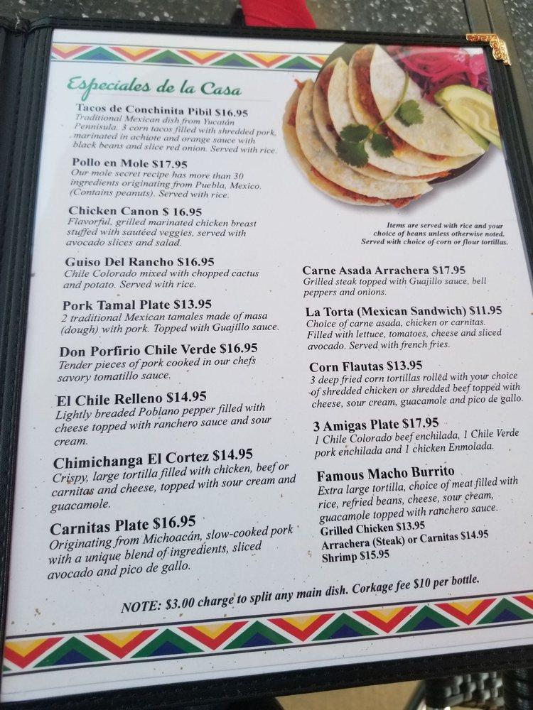 Menu at El Rey Mexican Cuisine restaurant, Granite Bay