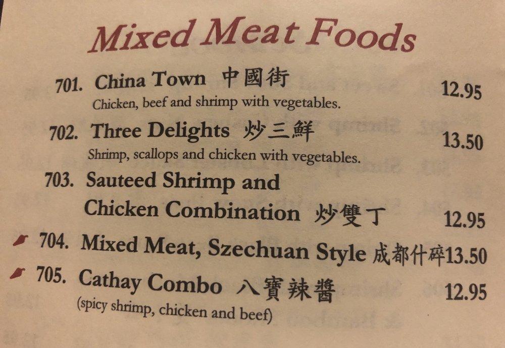 Menu at Imperial Cathay restaurant, Shreveport