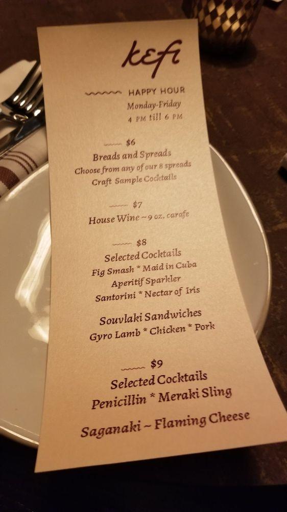 Menu at Kefi pub & bar, Knoxville