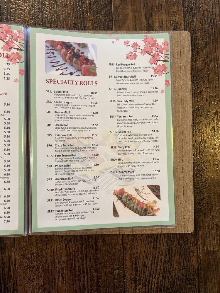 Menu at New Kimono Japanese Seafood restaurant, Princeton