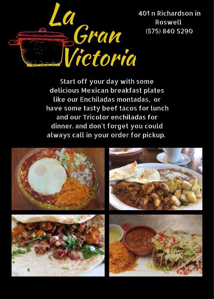 Menu at La Gran Victoria restaurant, Roswell