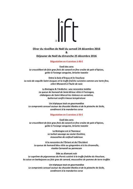 Menu au Le Lift restaurant, Orléans