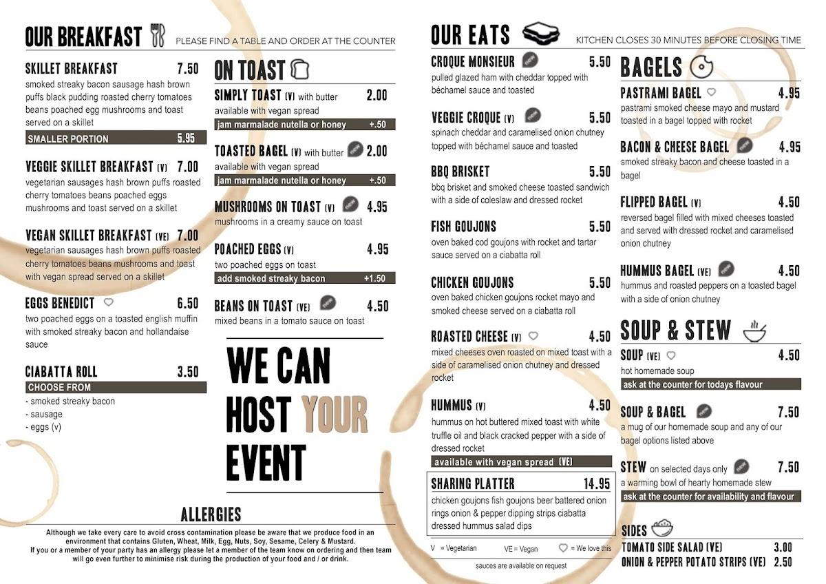 Menu at Old George pub & bar, Barnsley, 14 Market Hill